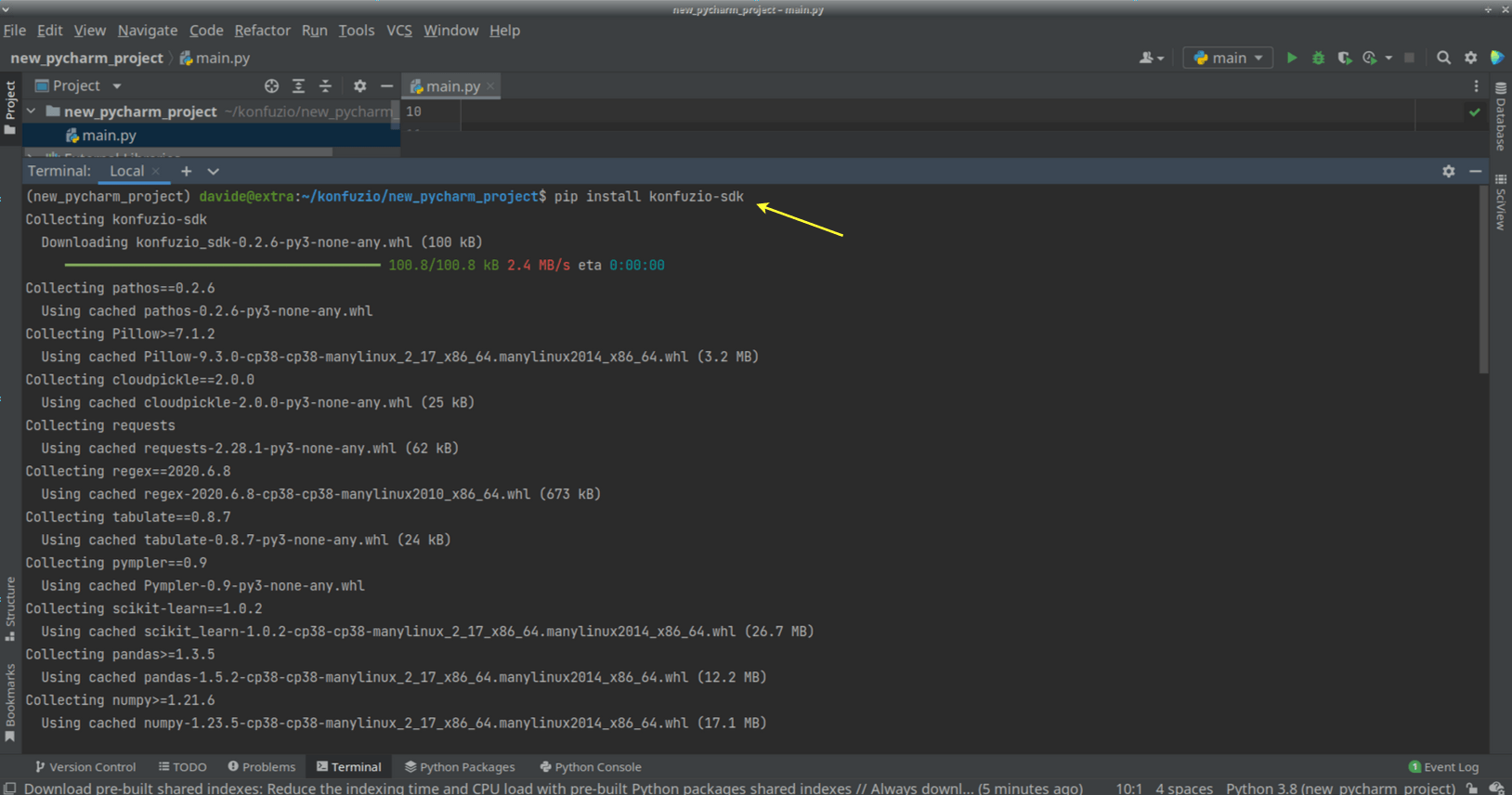 Install SDK using PyCharm — Konfuzio documentation